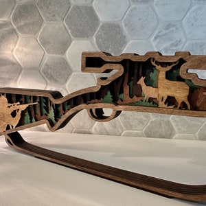 Hunting Rifle 3D Layered Wood Decor - Etsy