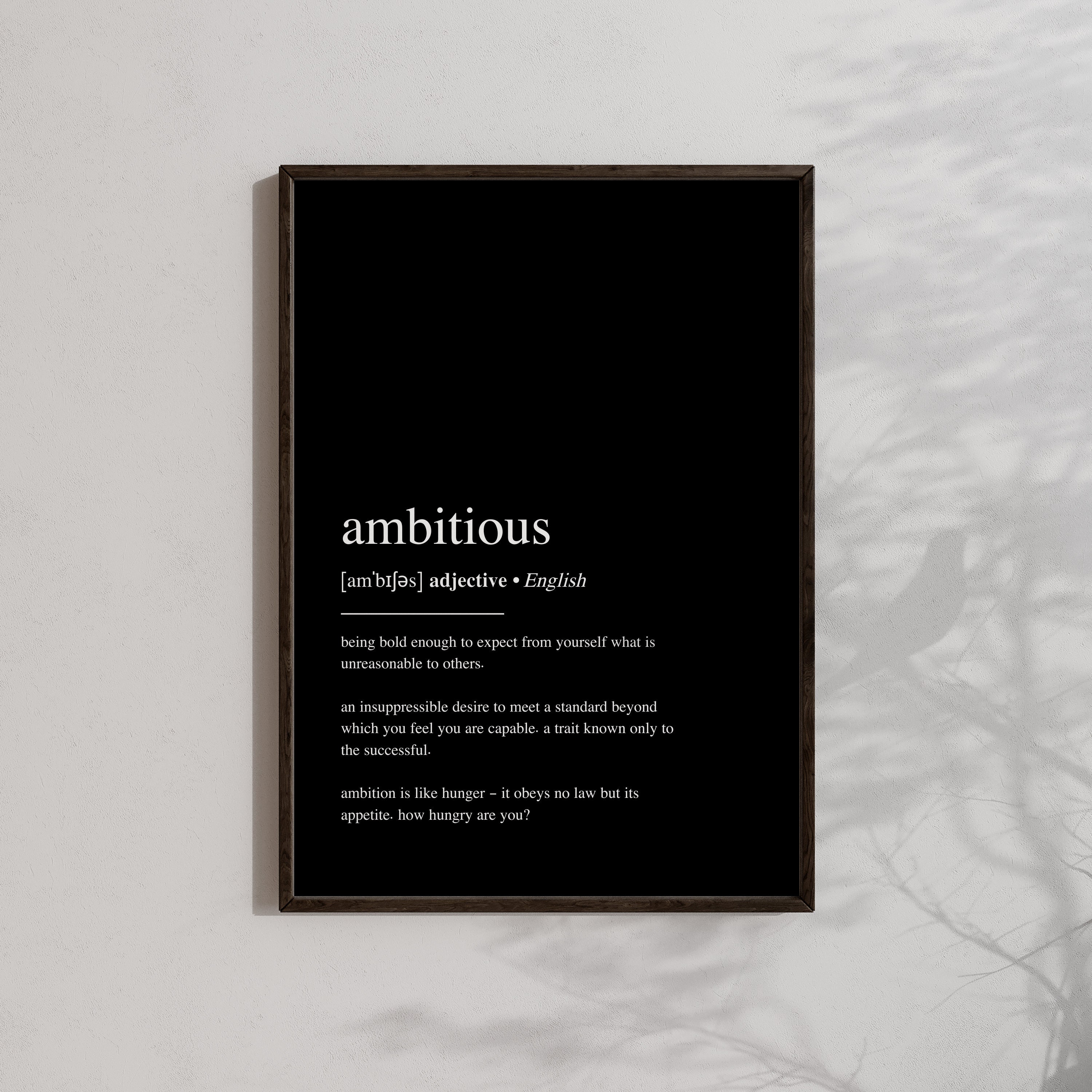 Ambitious Definition Motivational Poster Inspirational Quote Home ...