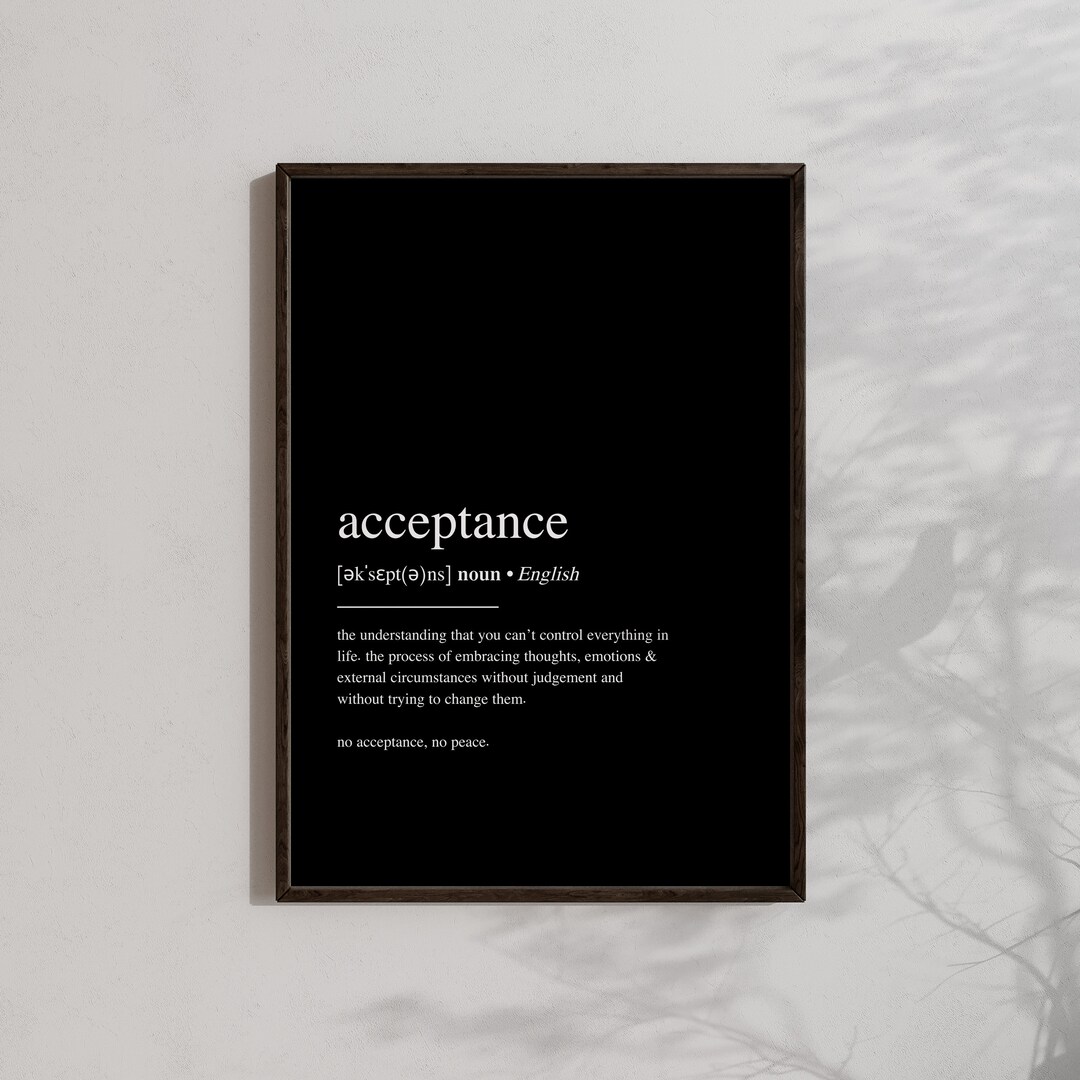 Acceptance Definition Motivational Wall Art Poster | Inspirational ...