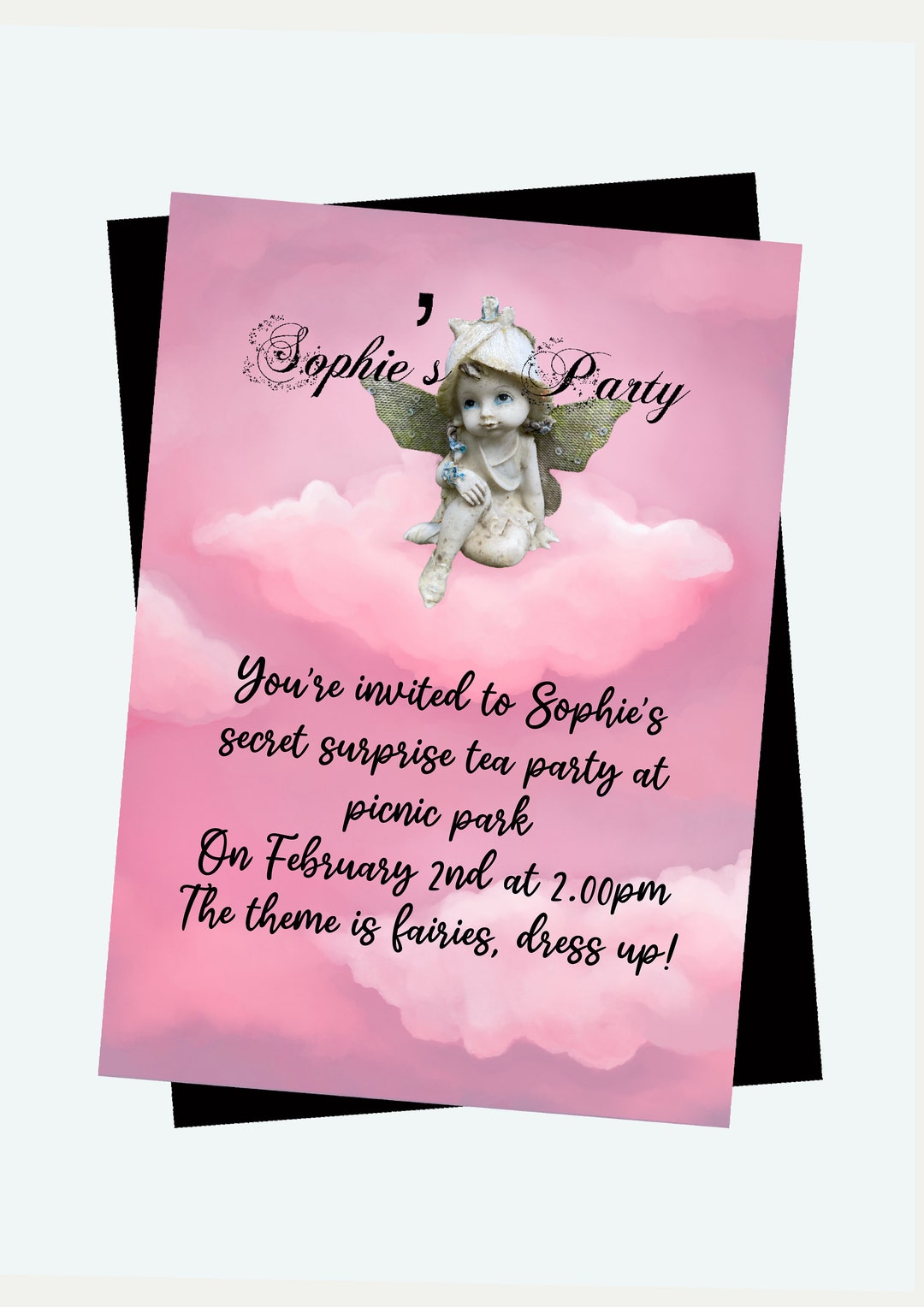 Printable Personalised Party Invitation, Kitsch Tea Party Invite, Y2K ...