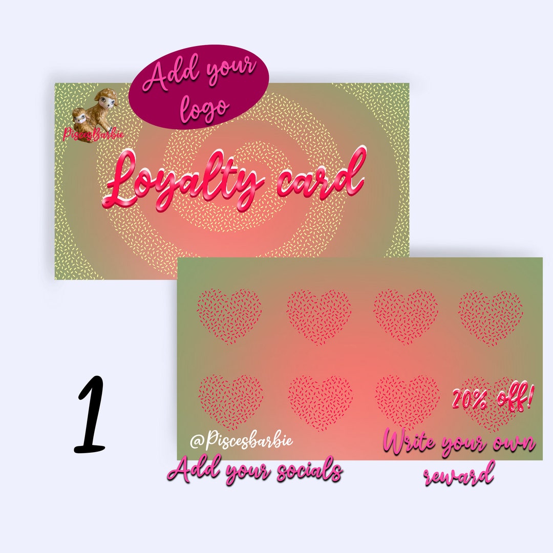 Printable Cake Themed Loyalty Card, Bakery Shop Stamp Card, Sweet ...