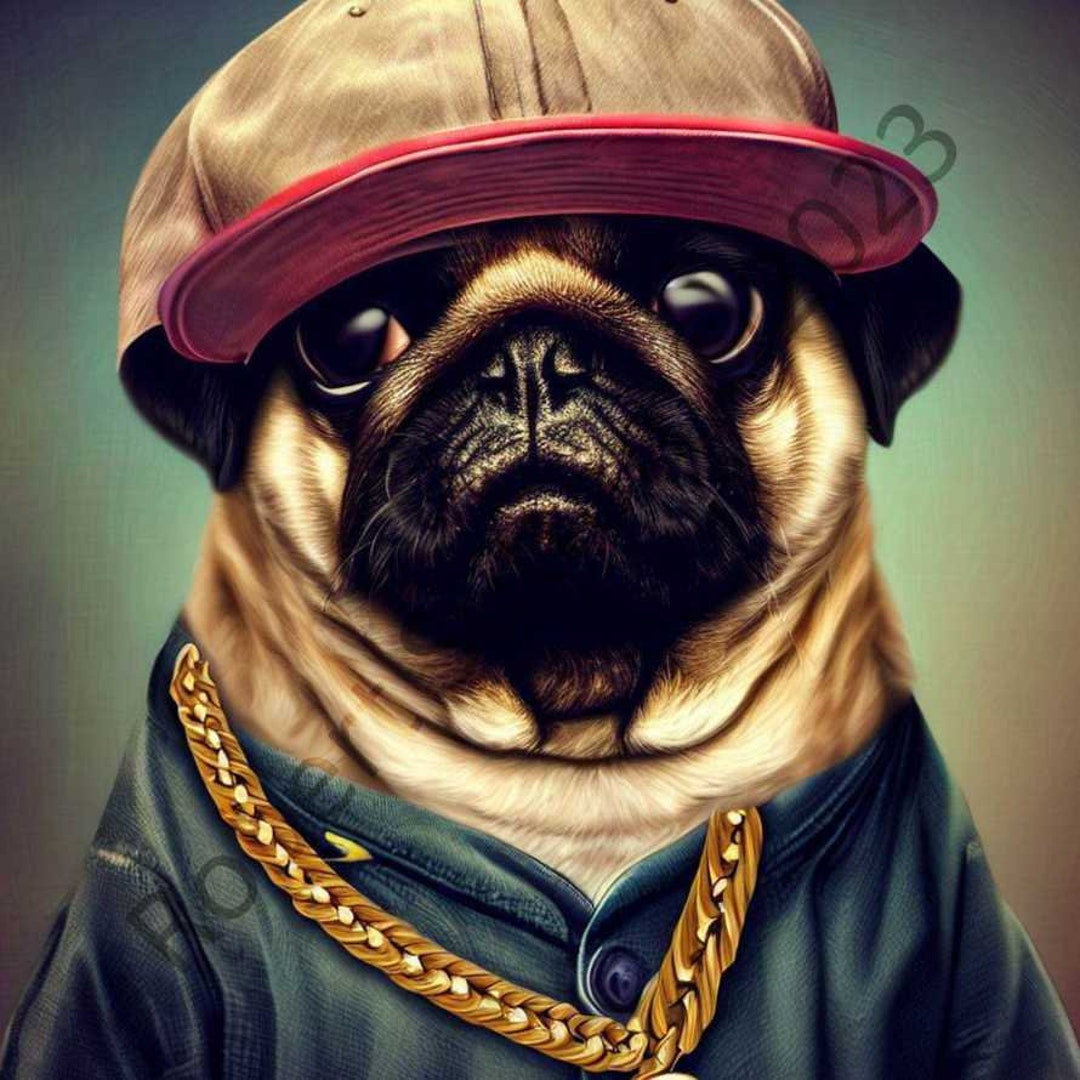 Pug Life Adorable Pug Dog Dressed as A Gangsta Rapper Digital Artwork ...