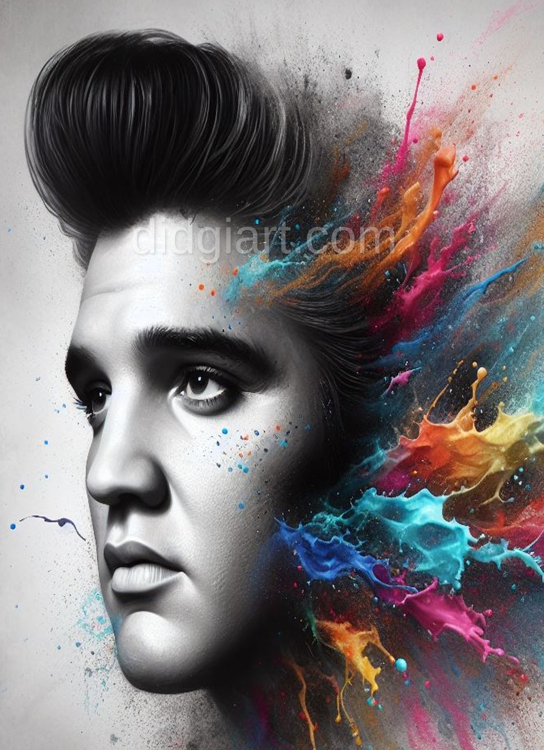 Elvis Colour Burst Portrait Print - Etsy