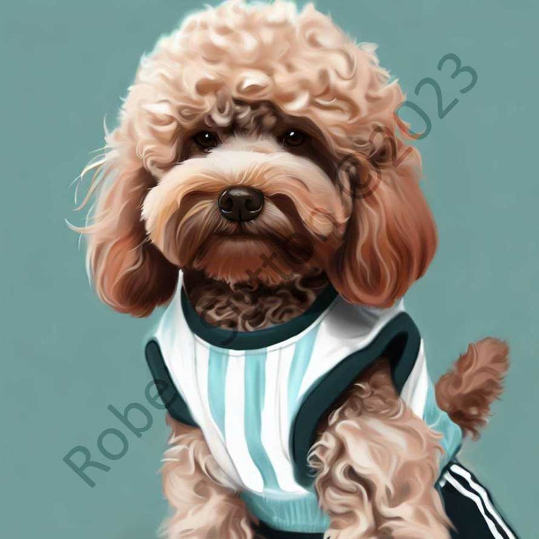 Sportypoo Adorable Cockapoo Dog Wearing Sports Clothes Digital Artwork ...