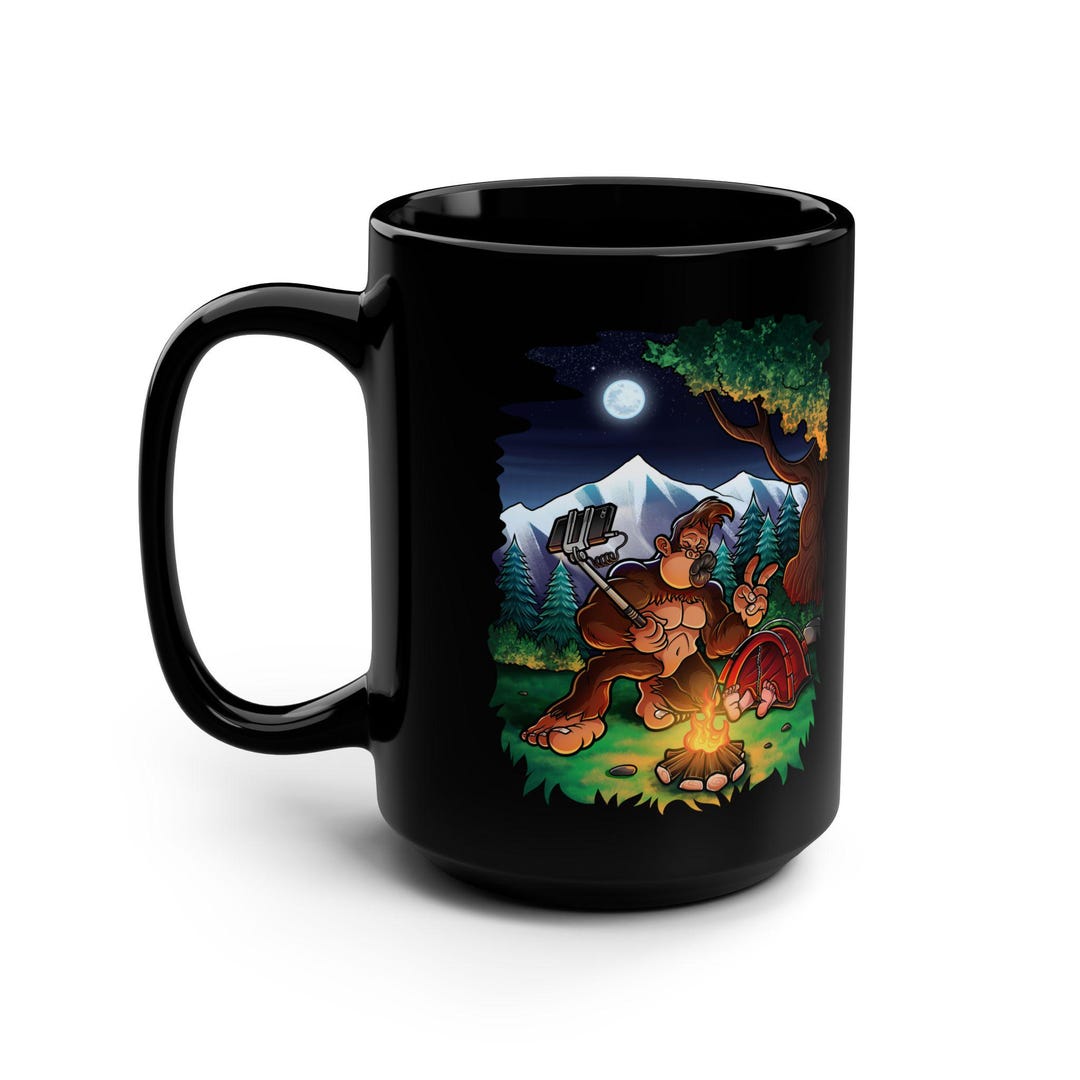Bigfoot Selfie Stick -black Mug, 15oz - Etsy