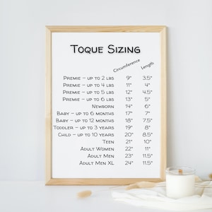 Knit Toque Size Chart - Etsy