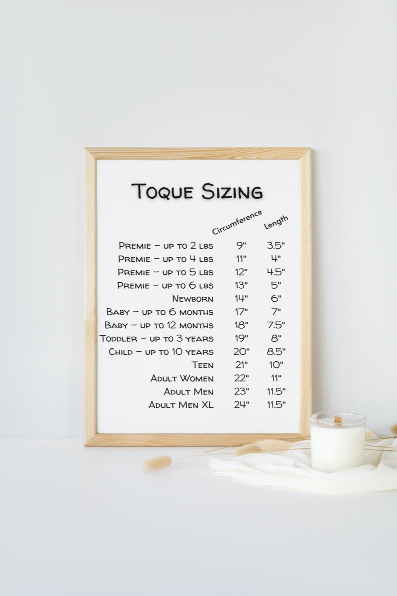 Knit Toque Size Chart - Etsy