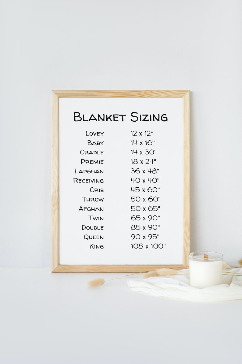 Knit Blanket Size Chart / Craft Room Decor / Wall Art - Etsy