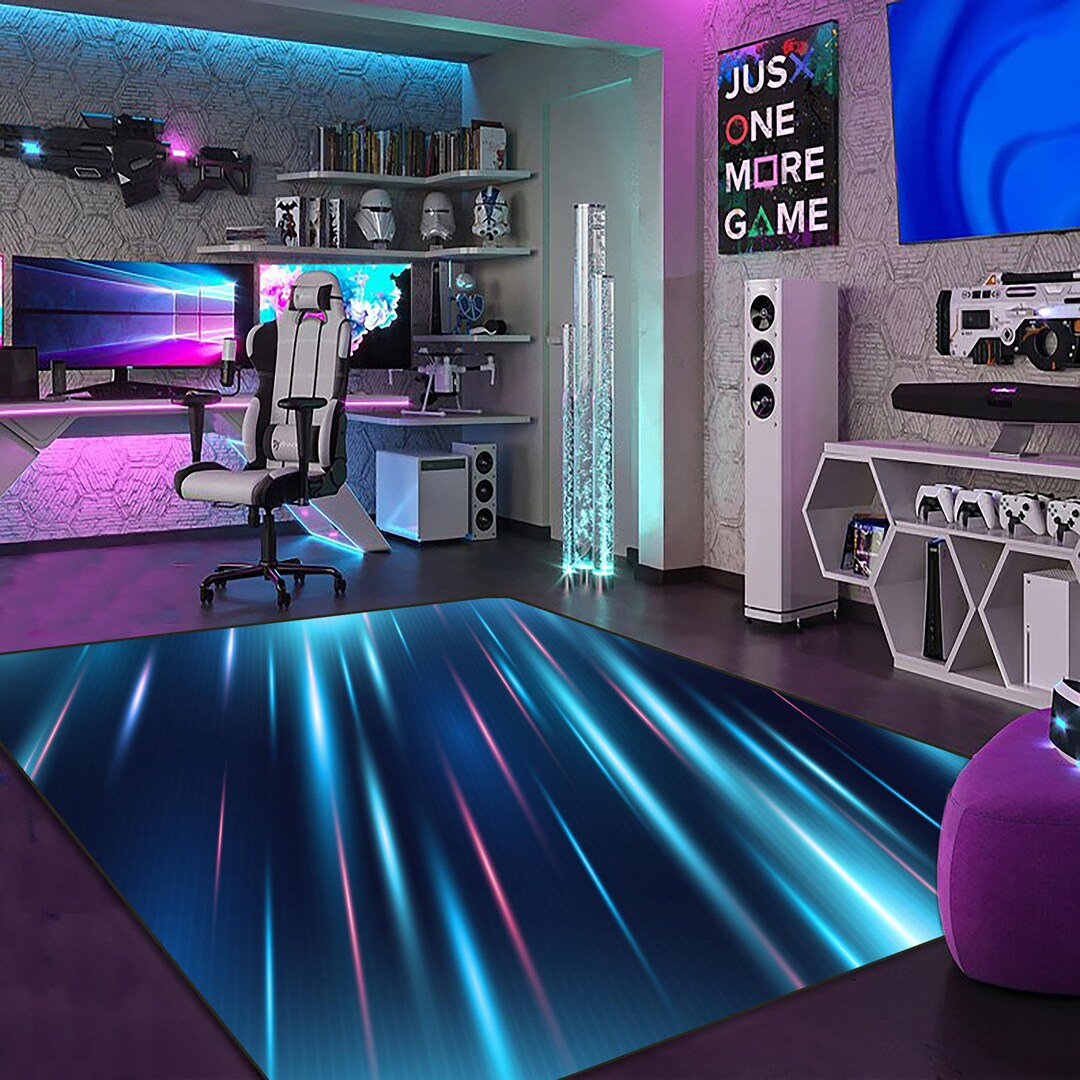 Gamer Rug, Gaming Room Rug, Colorful Rug, Custom Rug, Neon Rug ...