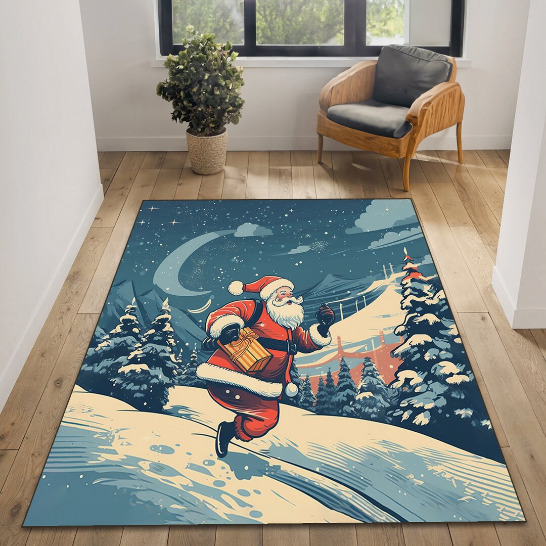 Christmas Rug, Merry Christmas Rug, Christmas Room Decor, Snowflake Rug ...