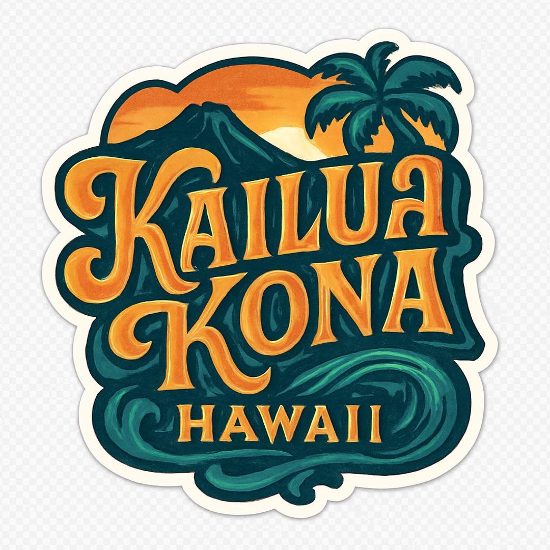 Kailua Kona Hawaii Sticker Magnet Travel Souvenir Gift Decor Vinyl Die ...