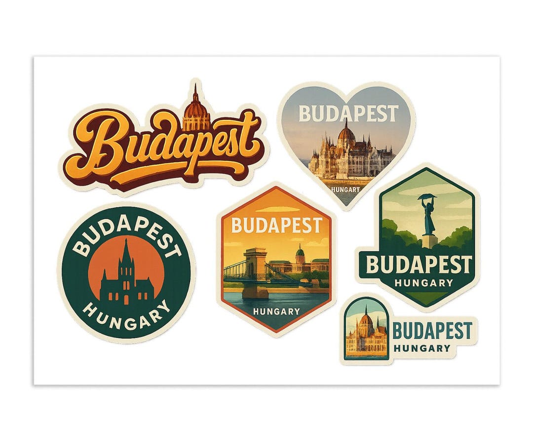 Budapest Hungary Travel Sticker Sheet - 6 Vintage Style Souvenir ...