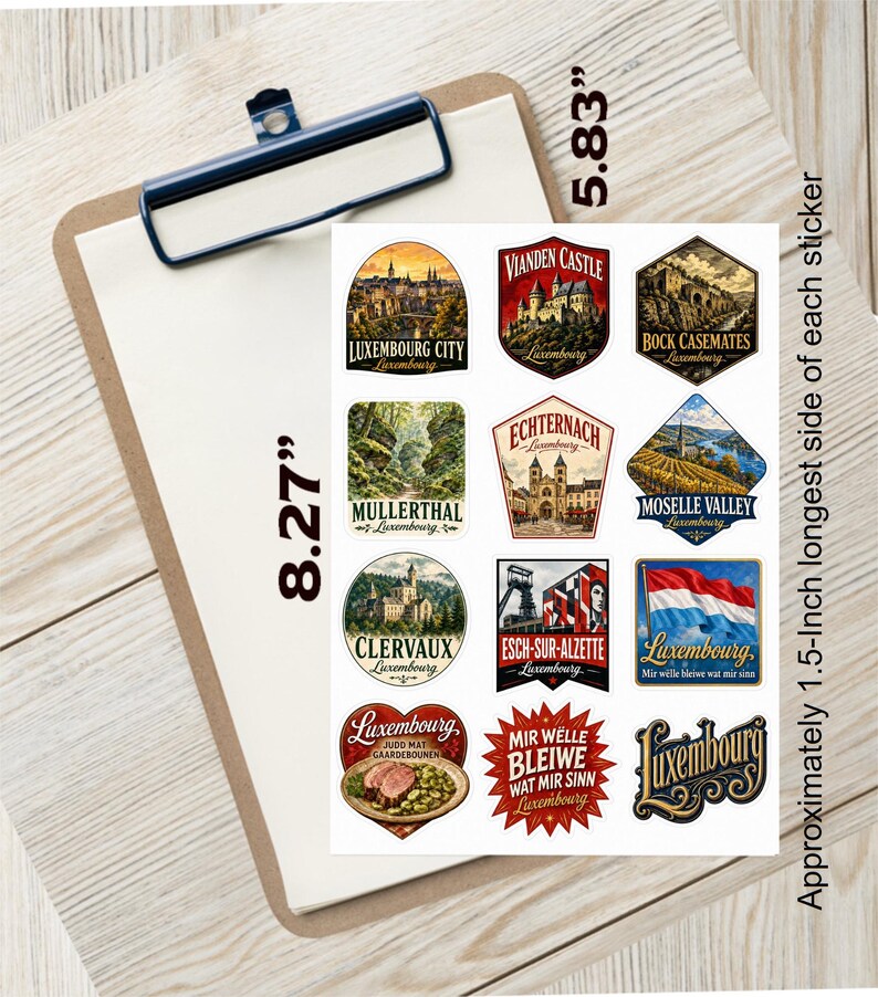 Luxembourg Landmark Sticker Sheet: 12 Iconic City, Castle, Valley ...