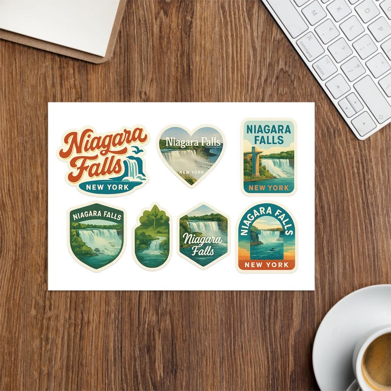 Niagara Falls New York Sticker Sheet - 7 Vintage Travel Stickers ...