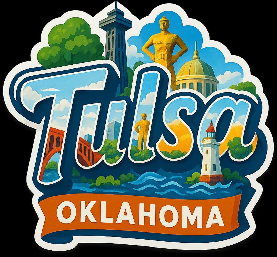Tulsa Oklahoma Souvenir Sticker - Regular Vinyl or Holographic - Travel ...