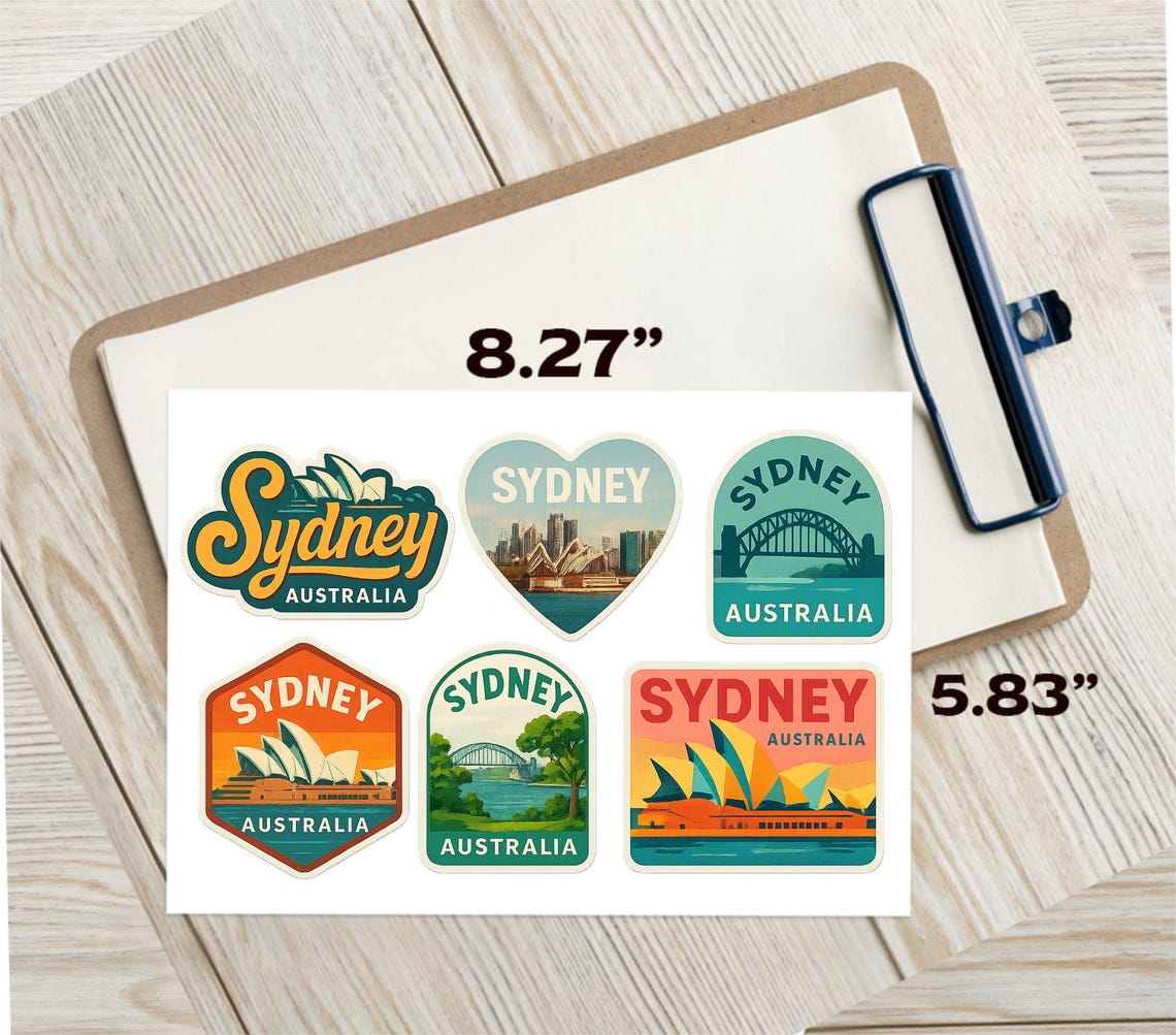 Sydney Australia Sticker Sheet - 6 Premium Travel Souvenir Stickers ...