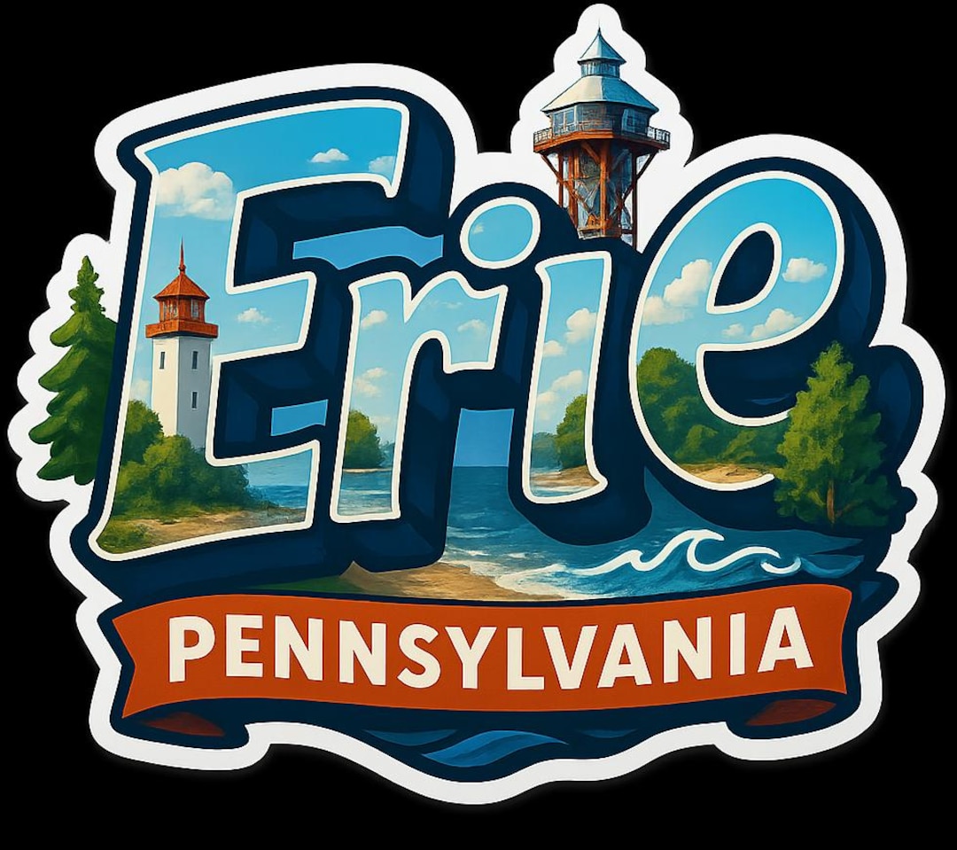 Erie Pennsylvania Souvenir Sticker - Regular Vinyl or Holographic ...