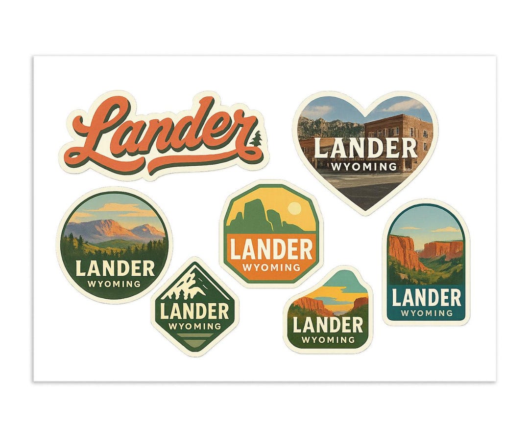 Lander Wyoming Sticker Sheet – Vintage Travel Souvenir, 6-pack - Etsy
