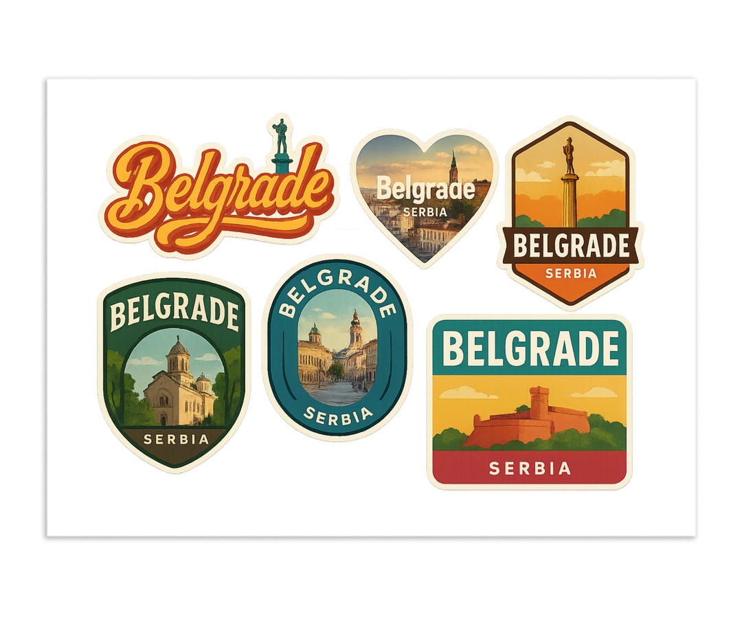Belgrade Serbia Sticker Sheet - 6 Pack Travel Souvenir Stickers With ...