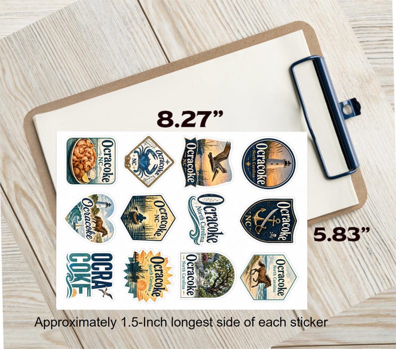 Ocracoke North Carolina Sticker Sheet: Lighthouse, Horses, Pelican ...