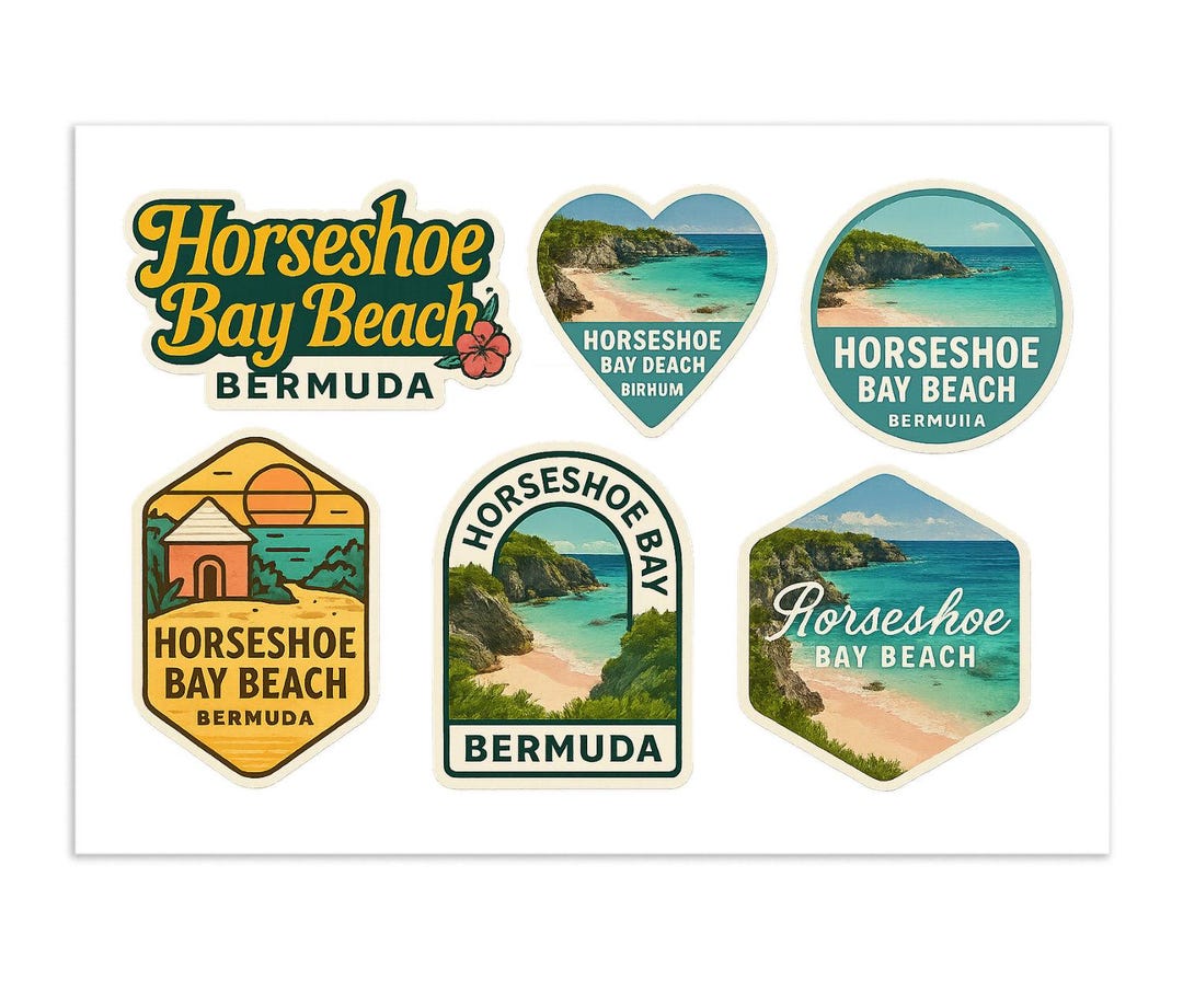 Horseshoe Bay Beach Bermuda Sticker Sheet - 6 Premium Travel Decals ...