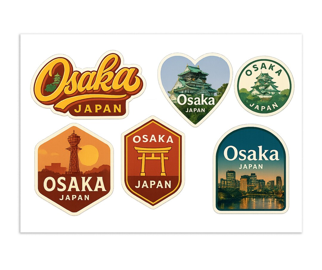 Osaka Japan Travel Sticker Sheet: Castle, Skyline, Tower - Etsy