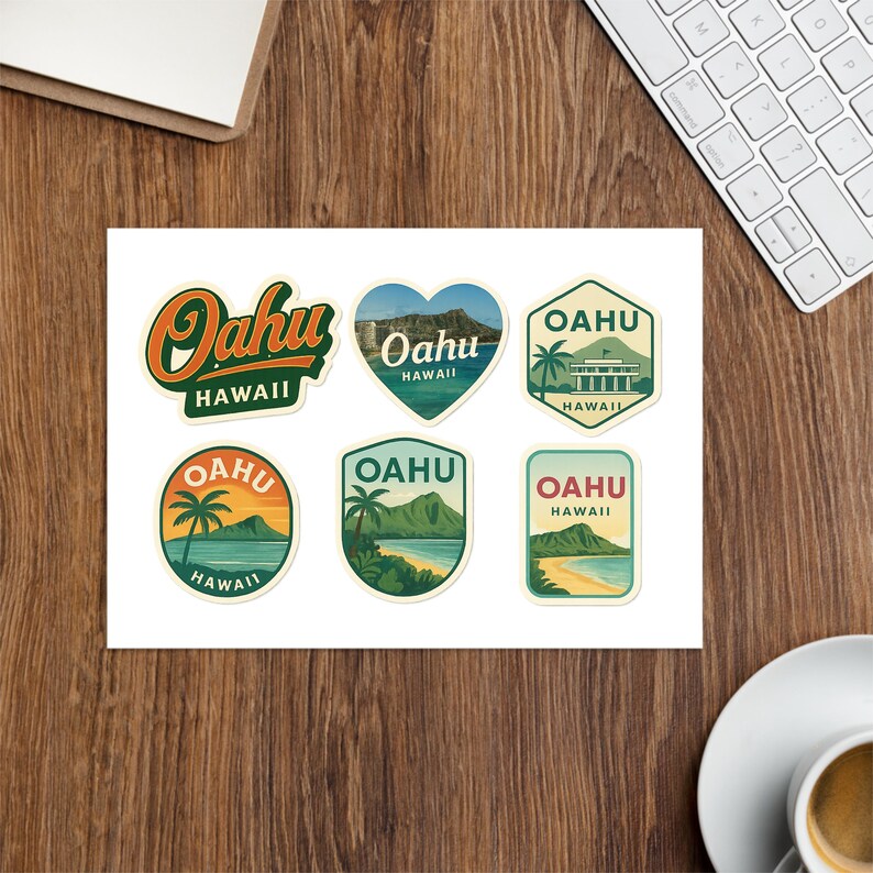 Oahu Hawaii Sticker Sheet: Vintage Travel Decals - Etsy