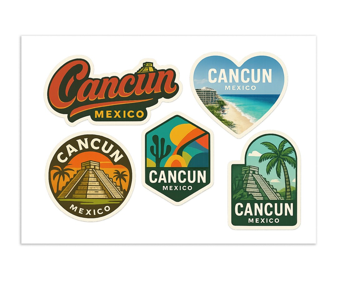Cancun Mexico Travel Sticker Sheet: Mayan Pyramids & Beaches - Etsy