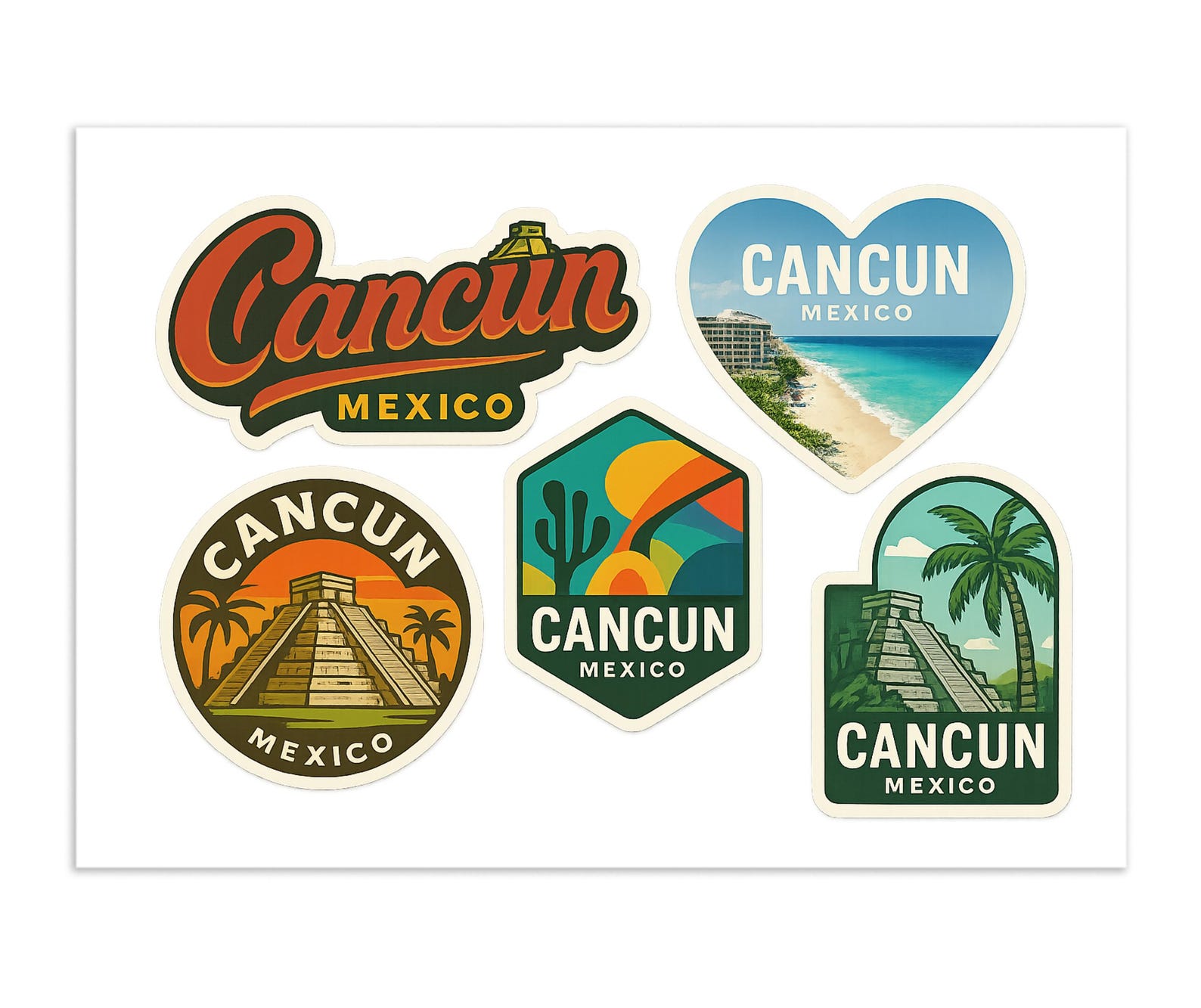 Cancun Mexico Travel Sticker Sheet: Mayan Pyramids & Beaches - Etsy