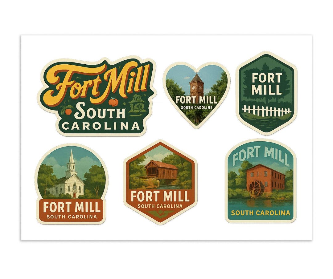 Fort Mill South Carolina Sticker Set – Vintage Travel Souvenir Decals ...