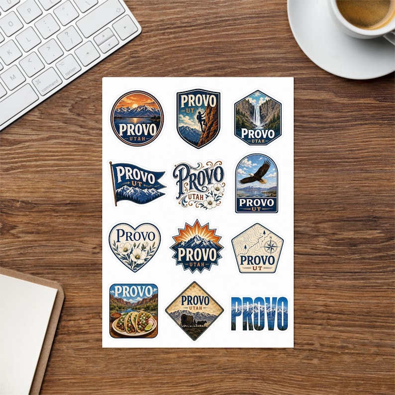 Provo Utah Souvenir Sticker Sheet: Mountain, Nature, Local Designs (12 ...