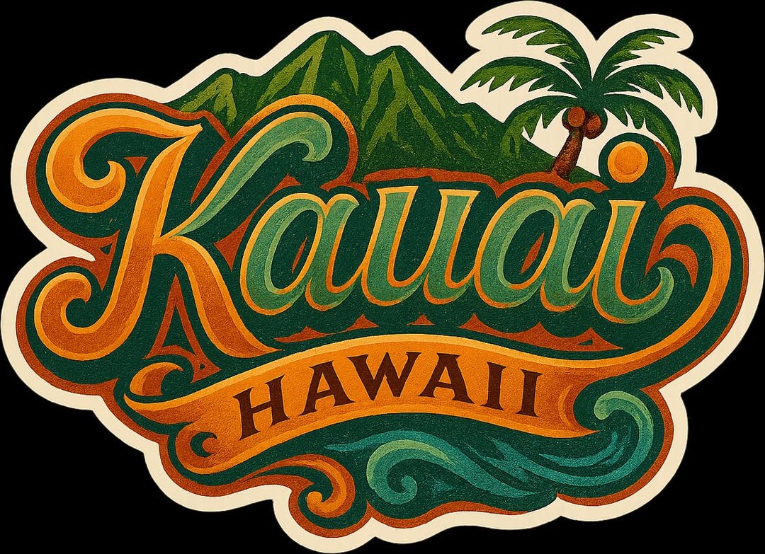Kauai Hawaii Fridge Magnet or Kiss-cut Stickers Travel Souvenir Gift ...
