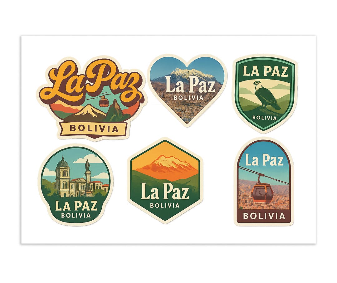 La Paz Bolivia Travel Sticker Sheet: Vintage Landmark Decals - Etsy
