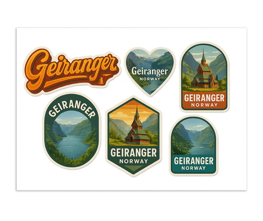 Geiranger Norway Sticker Sheet – Fjord & Stave Church Travel Decals - Etsy