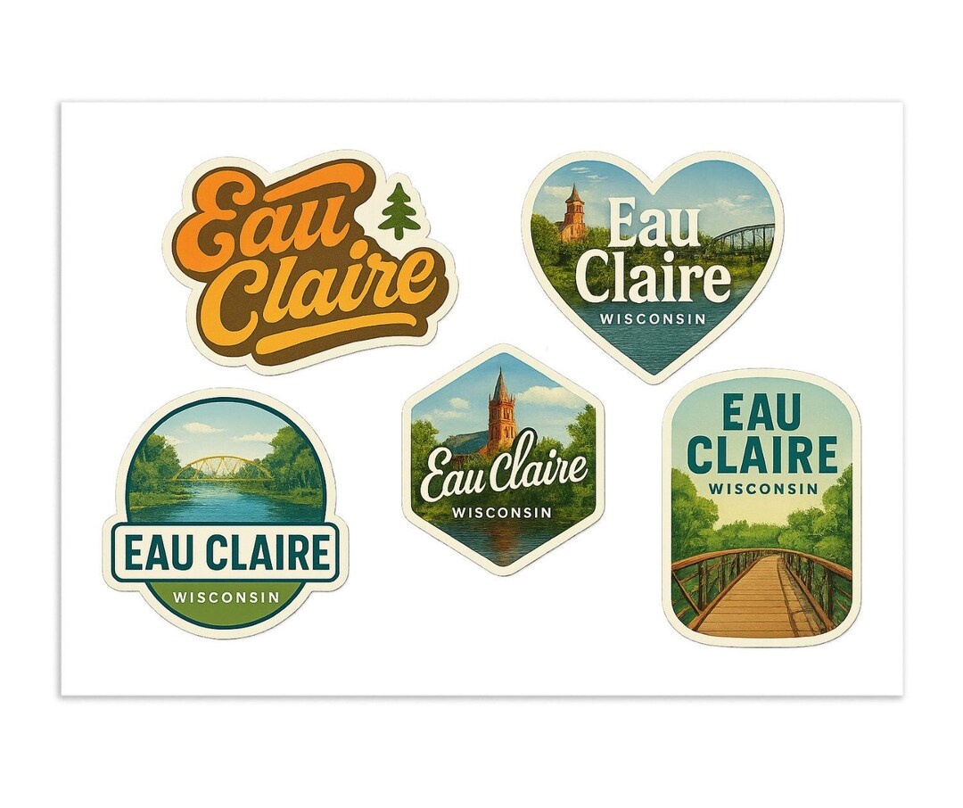 Eau Claire Wisconsin Sticker Sheet – Vintage Travel Decals - Etsy