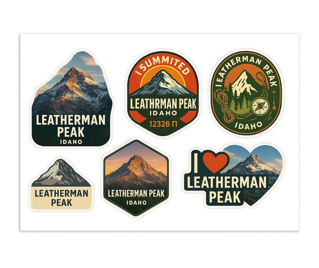 Leatherman Peak Sticker Sheet - 6 Summit Hiking Vinyl Stickers ...