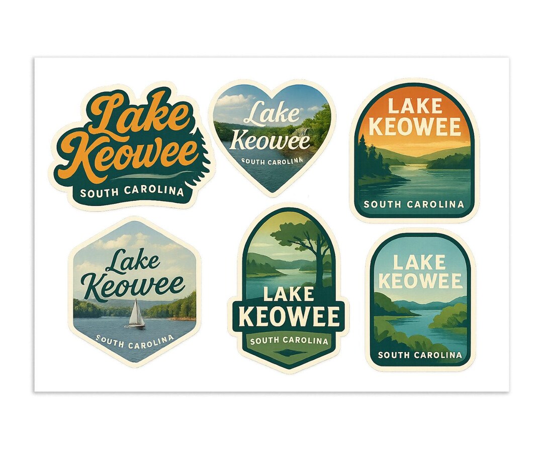 Lake Keowee South Carolina Sticker Set - Vintage Travel Decals - Etsy