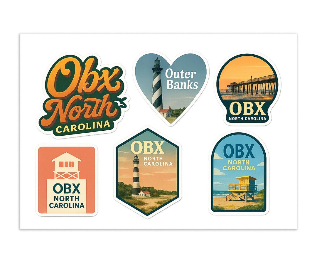OBX North Carolina Sticker Sheet – Outer Banks Travel Decals - Etsy