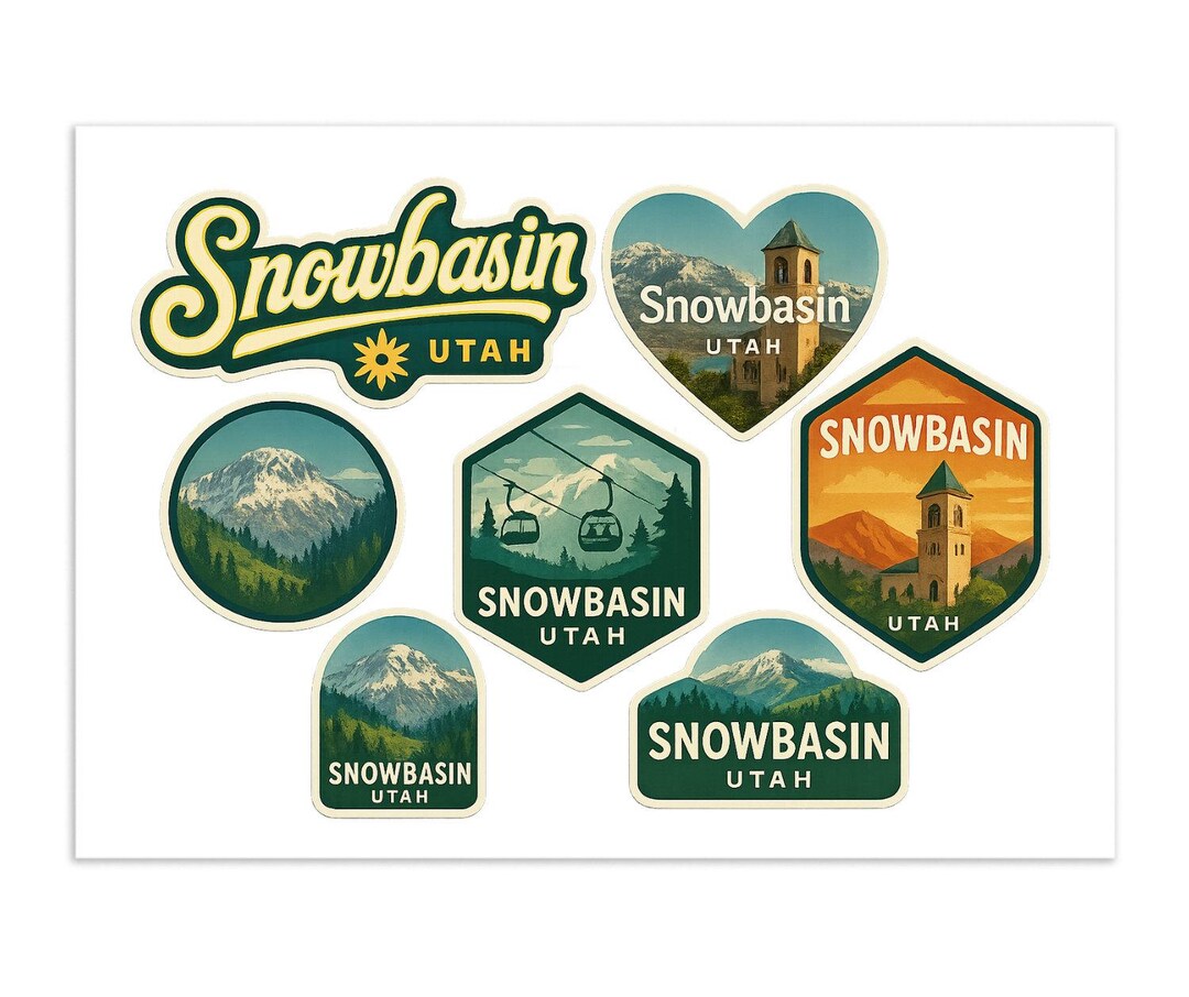 Snowbasin Utah Sticker Sheet - 7 Premium Travel Decals Featuring ...