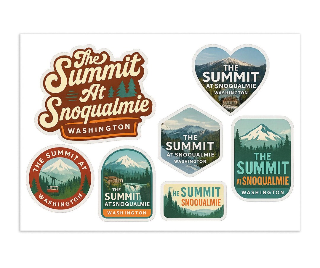 The Summit at Snoqualmie Washington Sticker Sheet - 7 Vintage Mountain ...