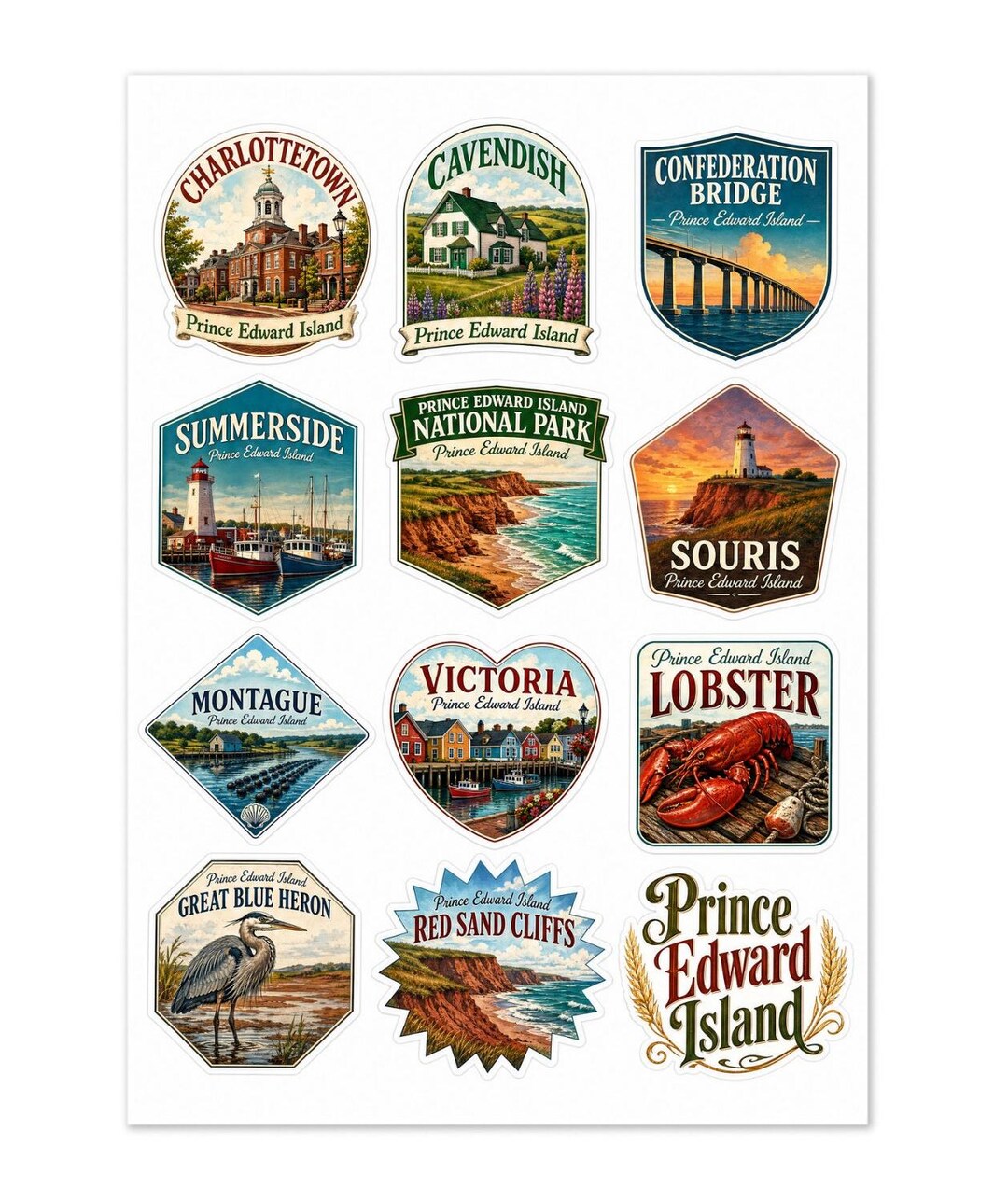 Prince Edward Island Sticker Sheet: Iconic Cities, Landmarks, Wildlife ...