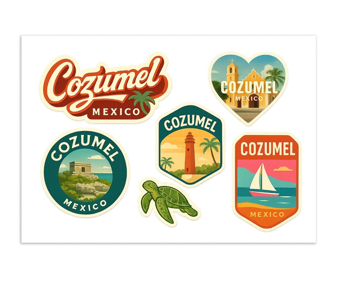 Cozumel Mexico Sticker Sheet – Tropical Travel Art - Etsy