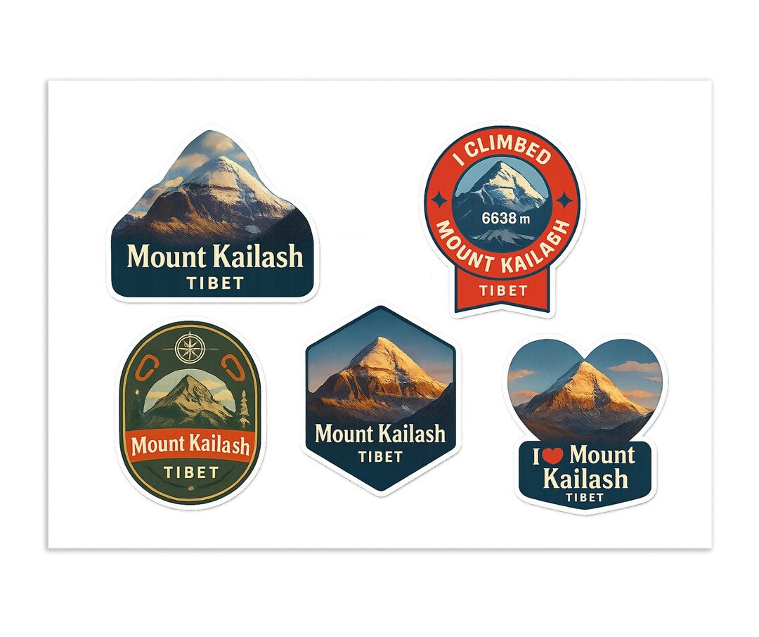 Mount Kailash Sticker Sheet - 6 Summit Hiking Vinyl Stickers - Mountain ...