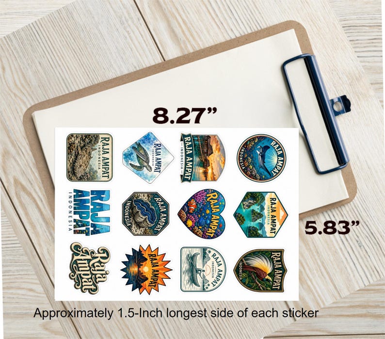 Raja Ampat Indonesia Sticker Sheet: Marine Life, Islands, Wildlife ...