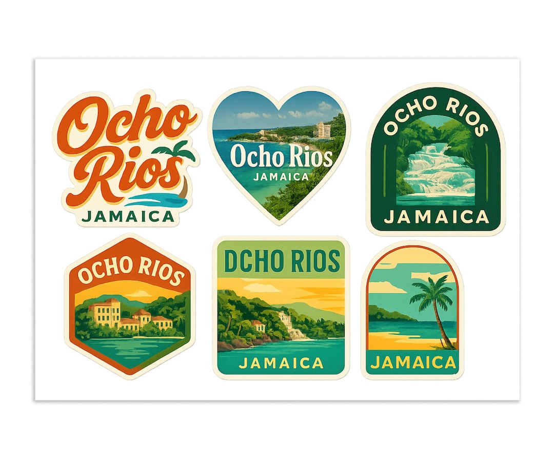 Ocho Rios Jamaica Sticker Set: Vintage Tropical Travel Stickers - Etsy