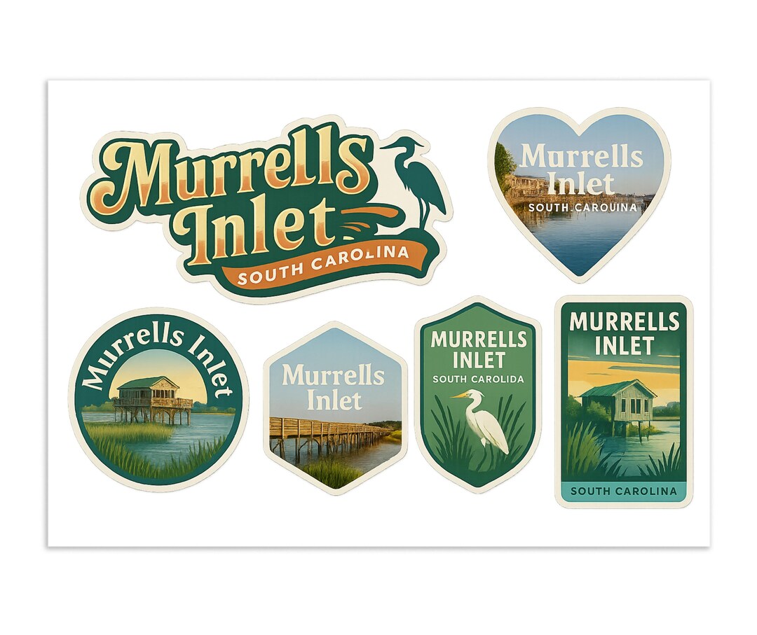 Murrells Inlet South Carolina Sticker Sheet: Coastal Travel Decals - Etsy