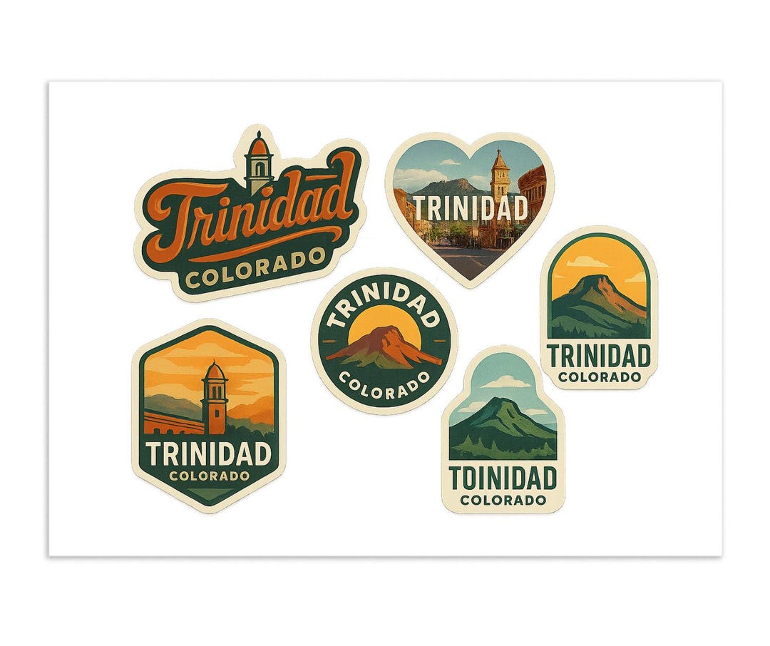 Trinidad Colorado Sticker Sheet - 6 Pack Vintage Travel Decals With ...