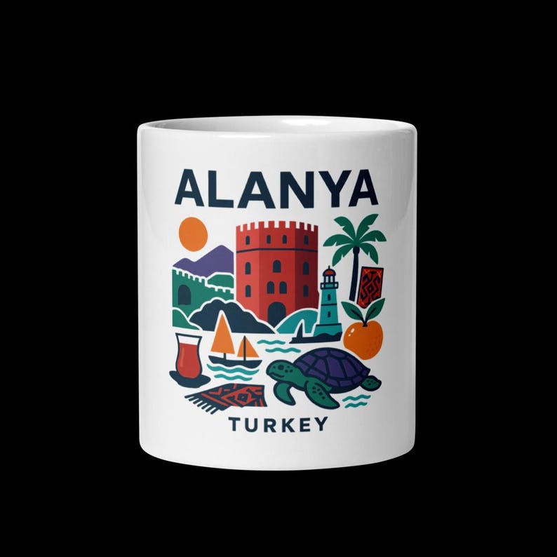 Alanya Turkey Souvenir Coffee Mug - Red Tower Landmark Design - 11oz ...