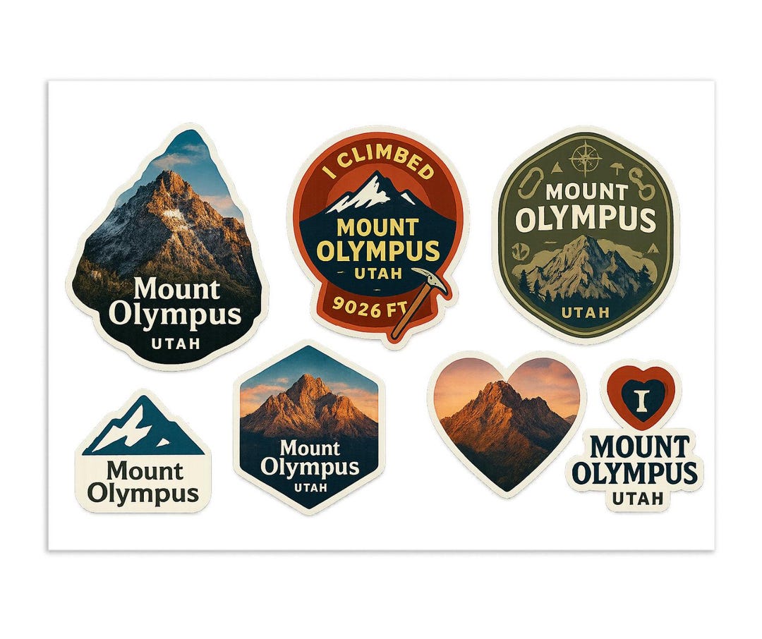 Mount Olympus Sticker Sheet - 6 Summit Hiking Vinyl Stickers - Mountain ...