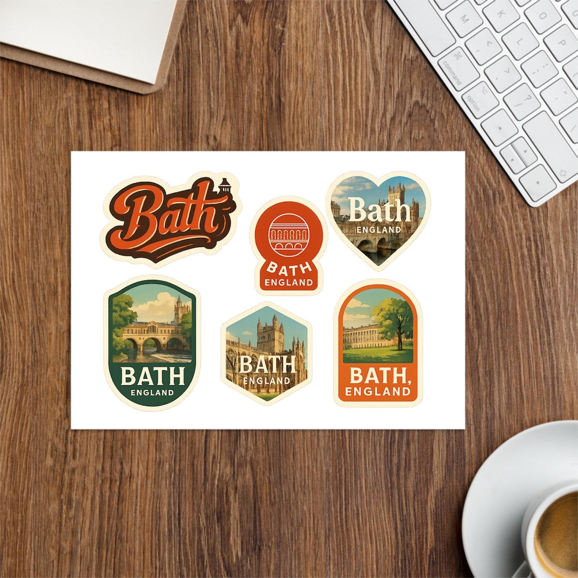 Bath England Sticker Sheet - 6 Vintage Travel Stickers Featuring ...